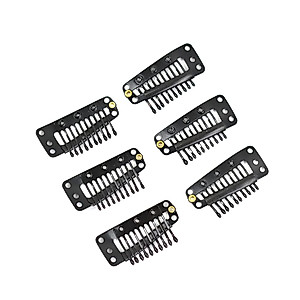 24 Pcs/lot Metal Snap Clips for Hair Extensions, Wigs, Hairpieces and Accessories - 36mm 10-teeth Combs (Black)