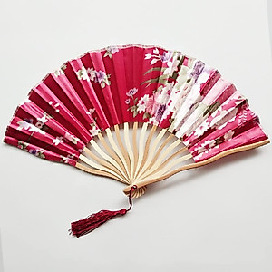 RAZZUM Decorative Folding Fans Chinese Style Flowers Hand Held Fan Bamboo Paper Folding Fan Party Wedding Decor Vintage Chinese Fans Paper Home Bamboo Fan Gift Fan