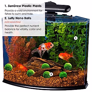 SunGrow Plastic Aquarium Plant Set, Vibrant Green Leaves with Resin Base, 3 Pieces per Pack