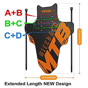 NICEDACK Mudguards Mountain Bike, 2 Pieces Mudguard Fit 20-29 Inch MTB Mudguard Front and Rear Compatible Bicycle Splash Guard (Orange)