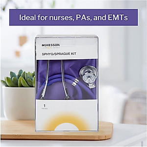 McKesson Aneroid Sphygmomanometer and Stethoscope Kit - Pocket Blood Pressure Gauge/Cuff, Sprague Rappaport Stethoscope, Purple - Size 11, 23-40 cm, 55 cm Tube, 1 Count