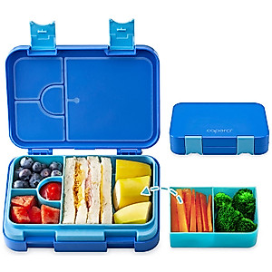 Caperci Versatile Bento Lunch Box for Kids - Leakproof 6-Compartment Children's Lunch Container with Removable Compartment - Ideal Portions Size for Ages 3 to 7, BPA-Free Materials (Blue)