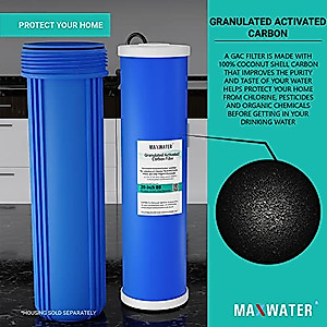 BB Water Filters - GAC 20BB Granular Activated Carbon Water filter size 20"x4.5" Fits most standard 20 inch size housings and most Whole House Big Blue systems.