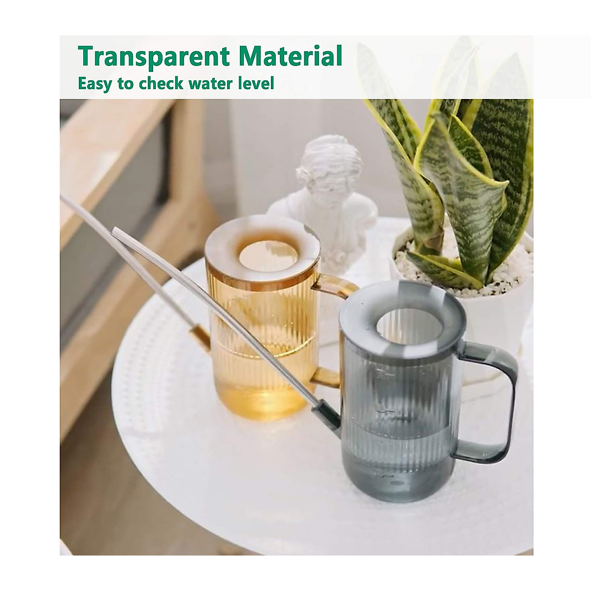 Long Spout Watering Can Indoor, Small Watering Cans for House Plants, Flowers, Succulents, 34oz (Grey)