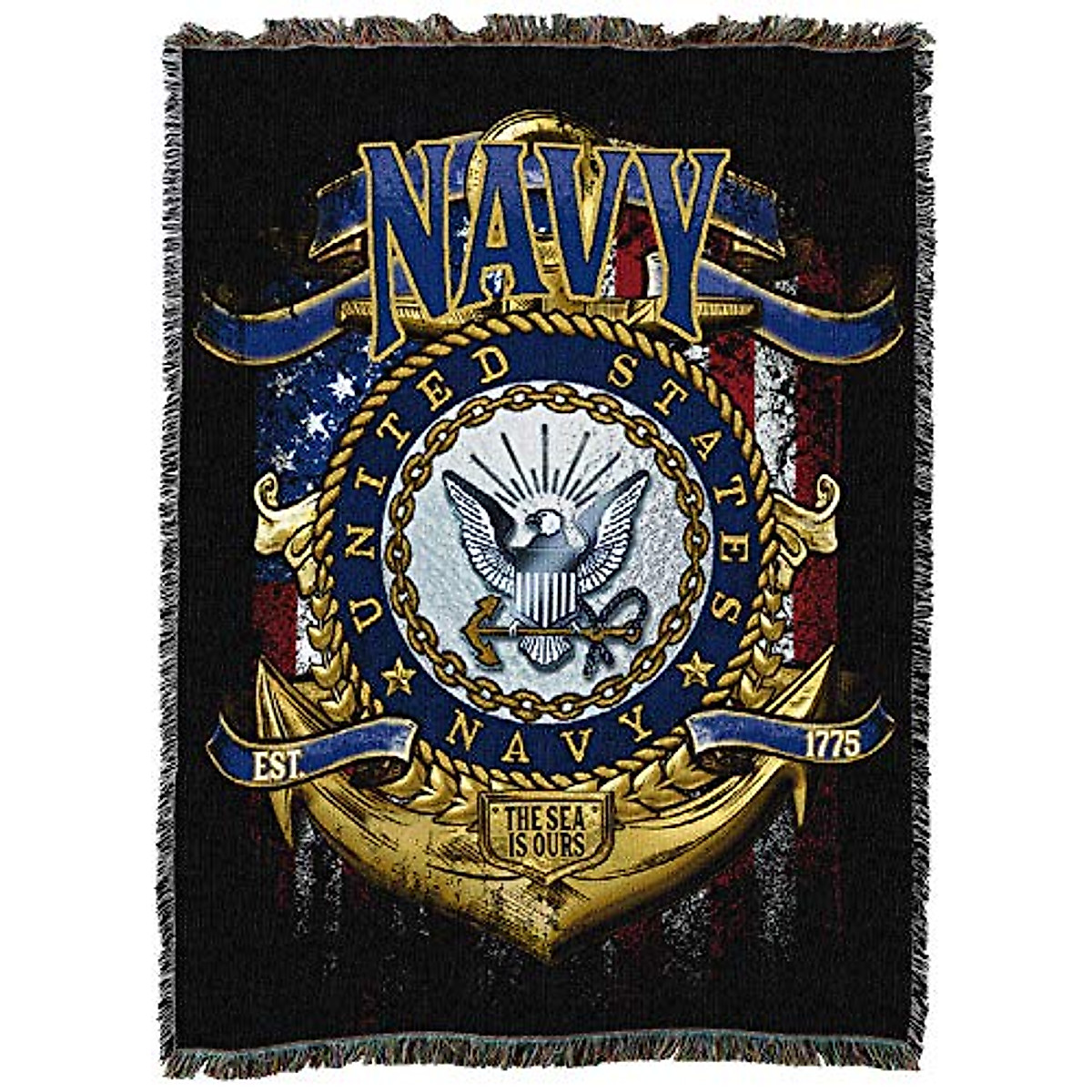 Pure Country Weavers PCW - US Navy Strong Blanket - Gift Military Tapestry Throw Woven from Cotton - Made in The USA (72x54)