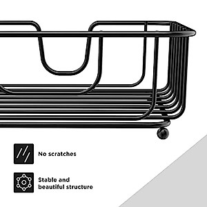 Napkin Holder for Table, GMFINE Black Napkin Holder for Kitchen & Dining Table, Modern Neat Metal Napkin Holder, 6.9" x 6.9" x 2.2" Inside Size