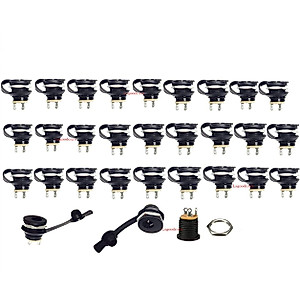 Lsgoodcare 30Pack 5.5MM x 2.1MM Female DC Power Jack 3Pin Panel Mount Connector with Dustproof Plug (5.5 * 2.1mm)