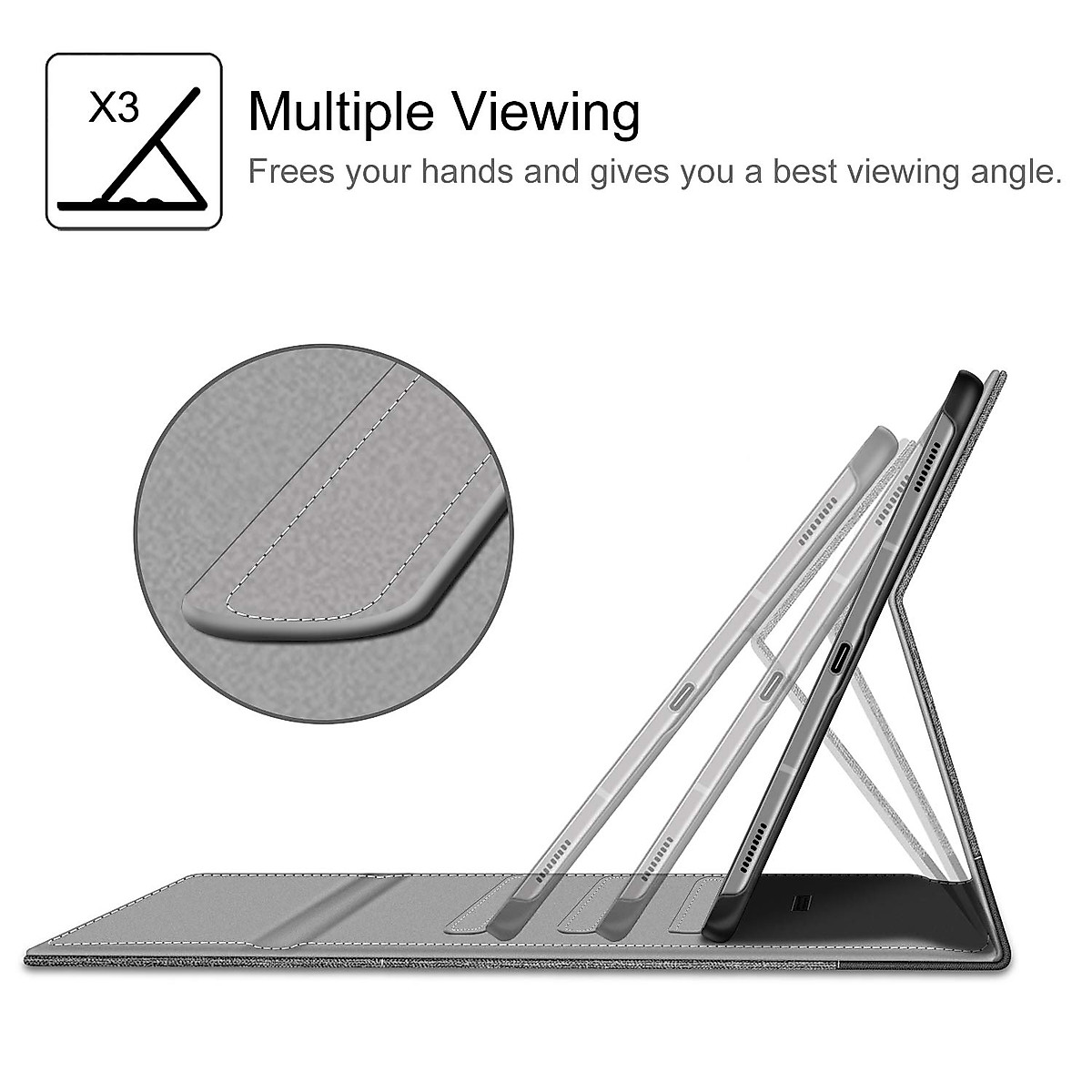 Fintie Case for Samsung Galaxy Tab S6 10.5" 2019 (Model SM-T860/T865/T867), [Supports S Pen Wireless Charging] Multiple Angle Portfolio Business Cover with Pocket Auto Sleep/Wake, Gray