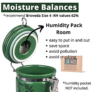 Gangster Teddy Smell Proof Jar Half Oz (250ml), Teddy Bear Stash Jar Air Tight Containers Double Sealed Airtight Jar, Separate Space for Humidity Pack To Keep Herbs, Spices Fresh For Months - Green