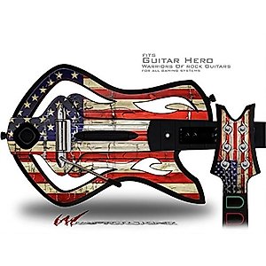 Painted Faded and Cracked USA American Flag Decal Style Skin - fits Warriors Of Rock Guitar Hero Guitar (GUITAR NOT INCLUDED)