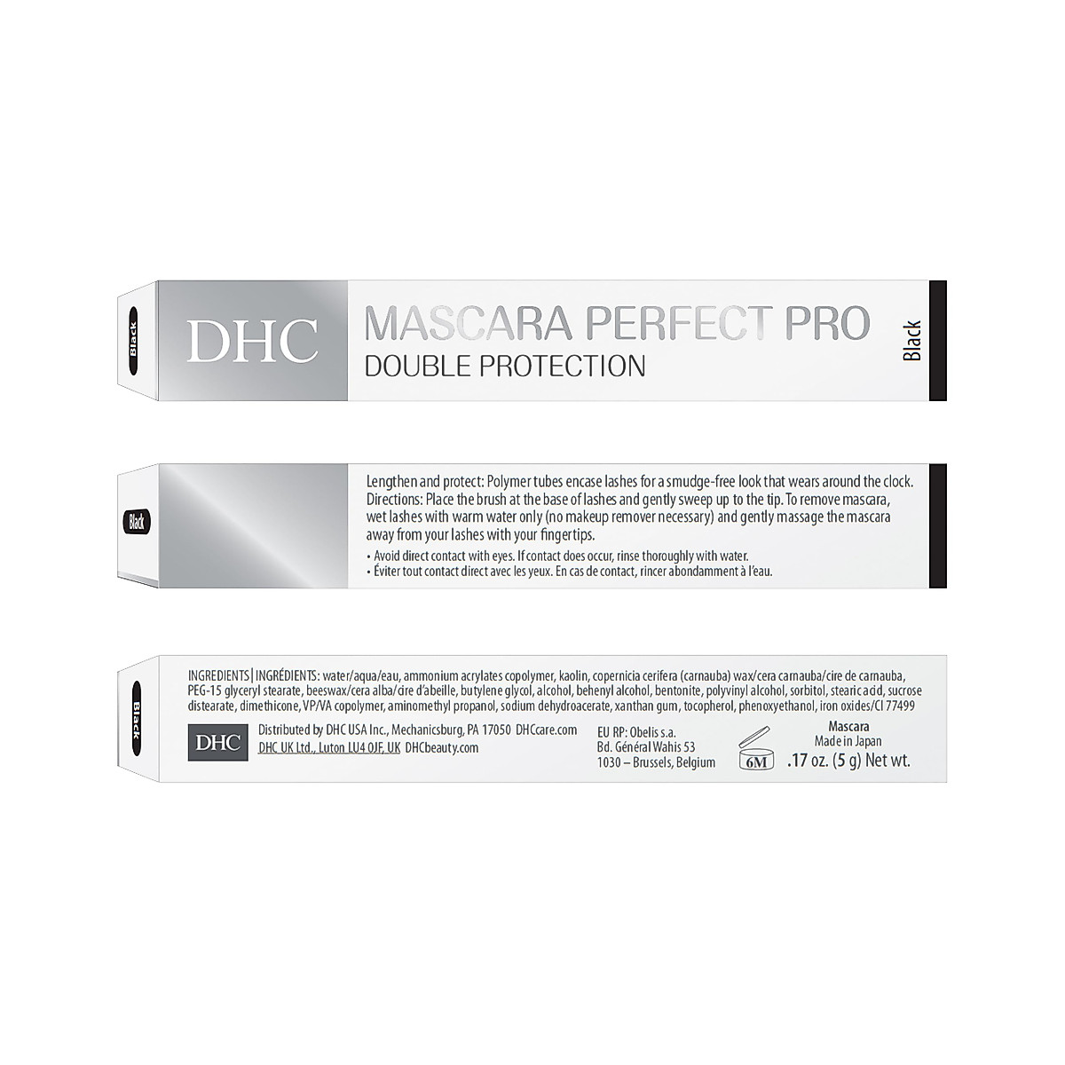 DHC Mascara Perfect Pro Double Protection, Black, 17 oz (5g) Net wt.