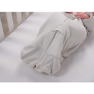 Baby Brezza 3-in-1 Baby Sleepsuit - Unique Swaddle Transition Sleepsuit - Breathable with Mesh Panels - Converts Between Sleepsuit, Wearable Blanket & Sleep Vest, 3-6 Months, Grey