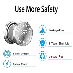 SKOANBE SR726SW 397 1.5V Silver Oxide Watch Battery-10 Packs