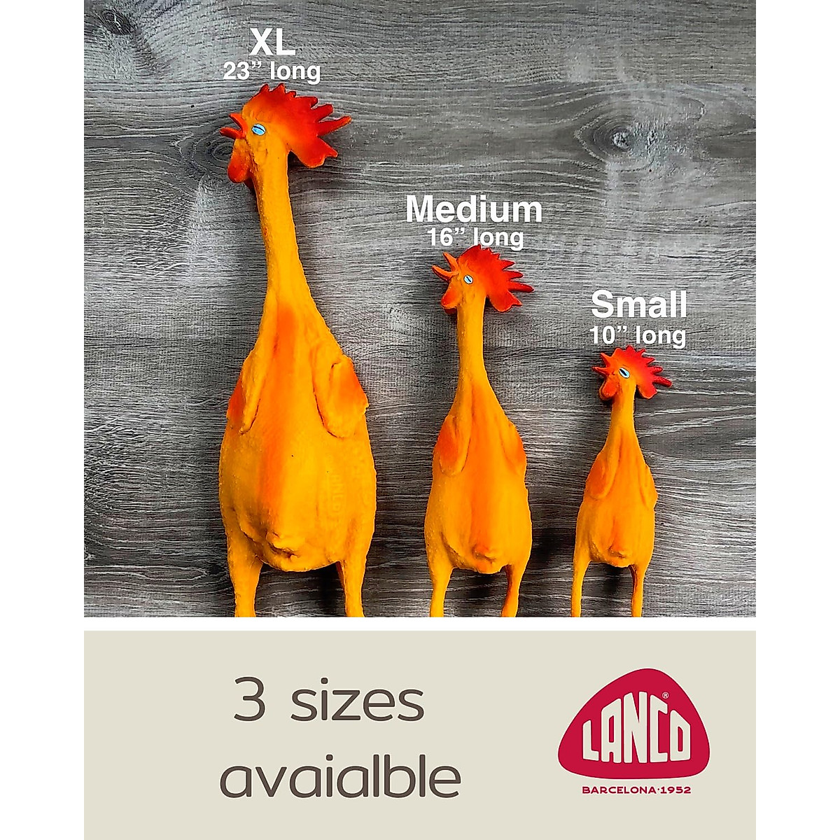 Rubber Chicken Dog Toys - Natural Rubber (Latex) - Lead-Free Chemical-Free - Handpainted - Soft Unstuffed Squeaky (Medium)