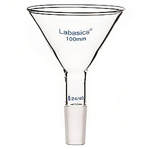 Labasics Glass Short Stem Powder Funnel with 100 mm Top Outer Dimension and 24/40 Inner Joint Filter Funnel Glass Funnel