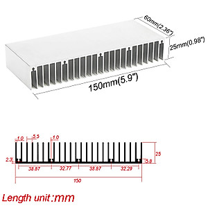 JIUWU Aluminum Heat Sink Heatsink Module Cooler Fin Heat Radiator Board Cooling for Amplifier Transistor Semiconductor Devices Silver Tone 150mm (L) x 60mm (W) x 25mm (H) 2pcs Set