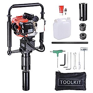 Yescom 900W 2 Stroke T Post Driver 32.7CC Gas Powered Portable Fence Pile Hammer Gasoline Motor Pile Driver with Piling Head Tools EPA Engine