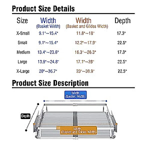 Expandable Pull Out Cabinet Organizer,17.1~28"W x 22.5"D Heavy Duty Slide Out Shelves Adjustable Hight Cabinet Pull Out Shelves,Expandable Width Spice Rack Organizer for Kitchen Cabinet