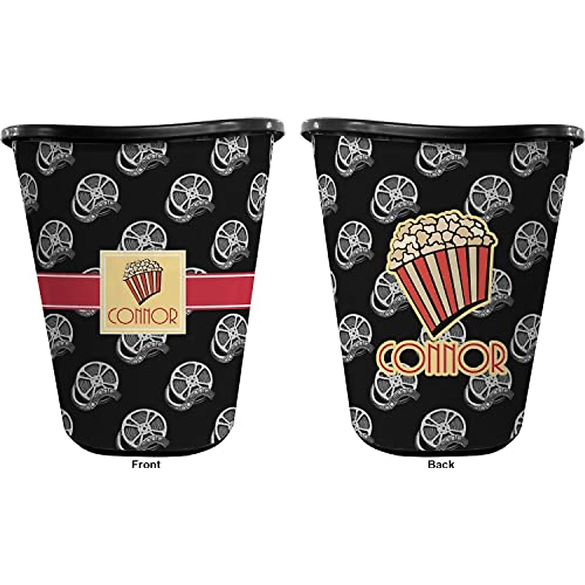 RNK Shops Movie Theater Waste Basket - Double Sided (Black) (Personalized)
