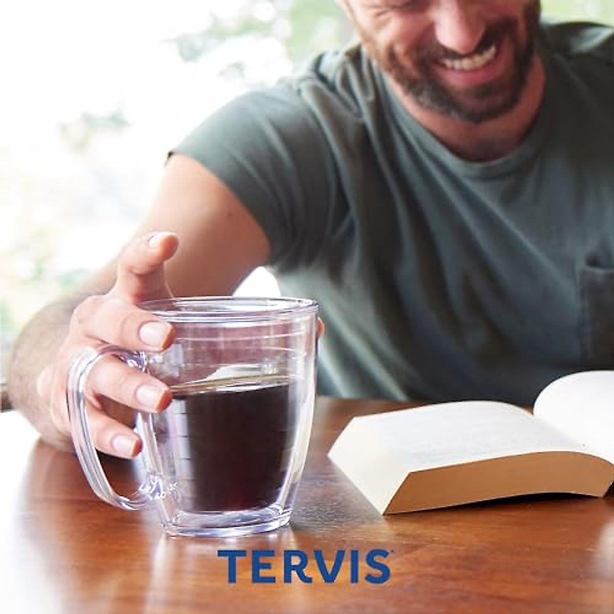 Tervis Retro Camping Made in USA Double Walled Insulated Tumbler Travel Cup Keeps Drinks Cold & Hot, 16oz Mug, Clear