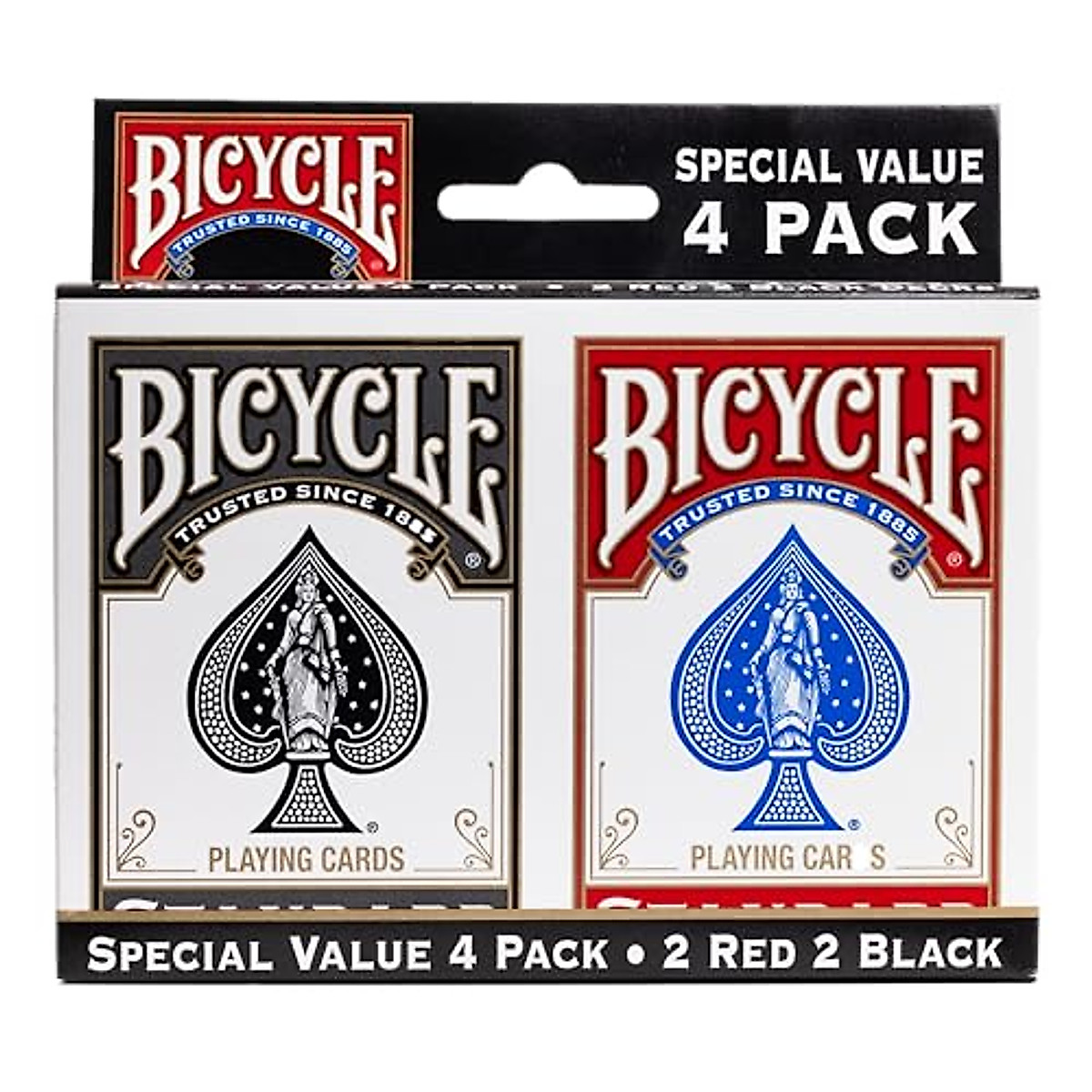 Bicycle Standard Index (Black/Red), Pack of 4