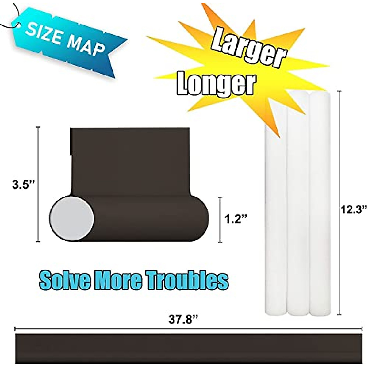 Door Draft Stopper Bottom One Sided Door Draft Blockers, 37.8 Inches Adjustable Cutable Soundproof Under Door Draft Blocker for Bottom of Doors, Suitable for Interior／Exterior Doors, 1 Pack, Brown