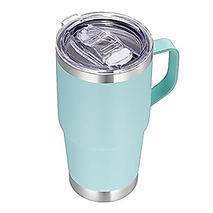 VEGOND 20 oz Tumbler with Handle Lid and Straw, Stainless Steel Insulated Travel Coffee Mug Spill Proof Double Wall Metal Tumbler Cup Keeps Drink Hot and Cold, Mint Green 1 Pack