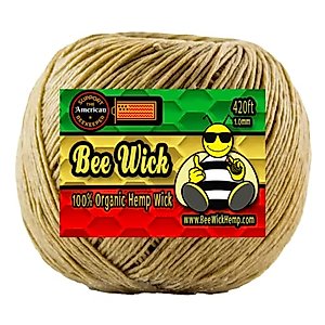 Bee Wick 420ft of 100% Organic Hemp Wick Made with American Beeswax (1.0mm)