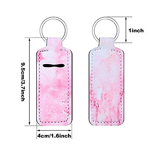 Blulu 10 Pieces Chapstick Holder Keychains Clip-on Chapstick Sleeve Pouch Lipstick Holder Keychain Lip Balm Holder Key Chain with Marble Pattern for Travel Accessories, 10 Colors