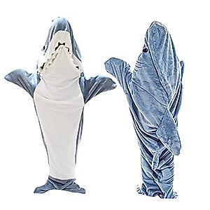 MJJAOQYF Shark Blanket Adult - Shark Onesie Blanket - Shark Blanket Hoodie-Wearable Shark Blanket Super Soft Cozy Flannel Hoodie (67inX27.5in(M))