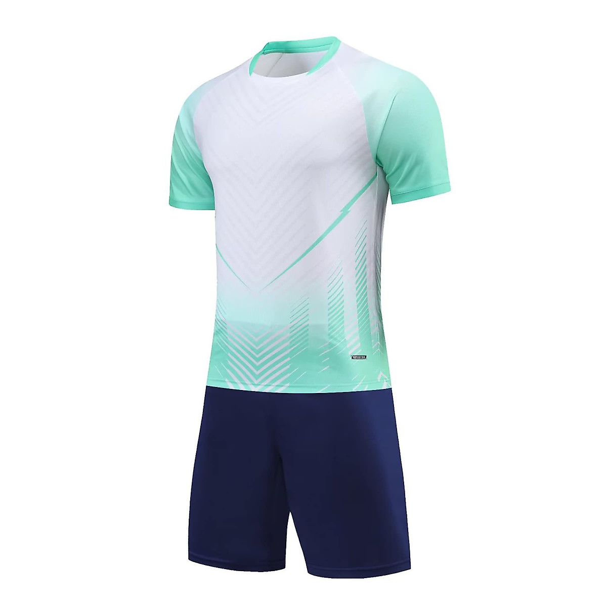 LUCKYLUAN Boys' Soccer Jersey Sports Team Training Shirt and Shorts Uniform 7-8 Years White Green