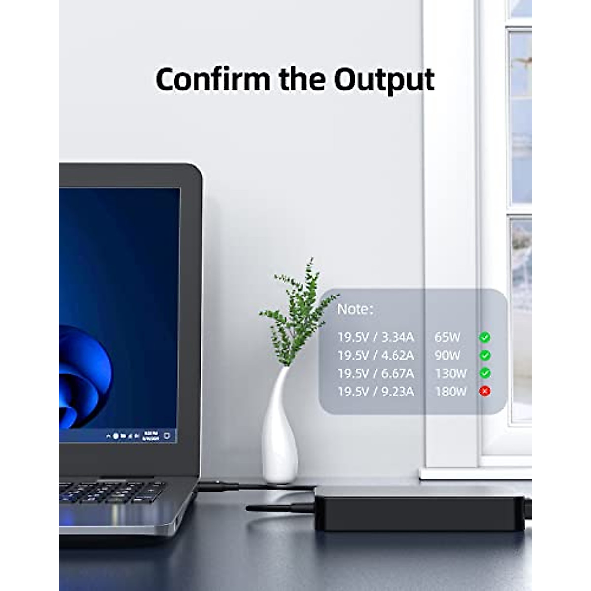 130W AC Charger Fit for Dell Inspiron 14 Plus 7420 P157G003 Laptop - Power Supply Adapter Cord