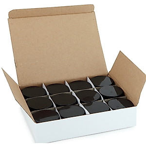 Vivaplex, 12, Amber, 1 oz, Round Glass Jars, with Inner Liners and black Lids