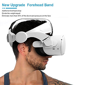 HUAYUWA Adjustable Head Strap with Head Cushion for Oculus Quest 2 VR Accessories, Replacement for Elite Strap Comfortable Protective Headband Enhanced Support and Reduce Head Pressure in VR, White 1