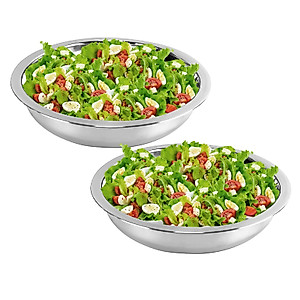 Fulgutonit 2 Packs 4 QT/3.8 L Stainless Steel Food Pan for Chafing Dish Buffet Set, Round Hotel Pan for Food Preparation