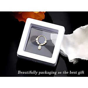 Melighting 9K Gold Septum Rings 16G Teardrop Solid Gold Septum Jewelry Helix Piercing Jewelry for Women Clear CZ Gold Tragus Piercing Jewelry