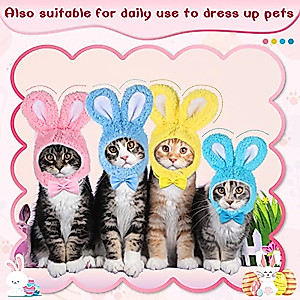 20 Pcs Easter Costume Set Bunny Ears Costume for Dogs Cats 10 Bunny Rabbit Hat with Ears Bunny Ears Pet Headband 10 Bowtie Collar Hats for Cats Small Dogs Costume Accessory