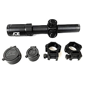 Ade Advanced Optics 1-6 x 24mm Tactical Rifle Scope Green/Red Illuminated Etched Glass Mil Dash Reticle