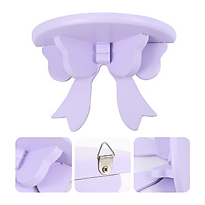 Cabilock 3 Pcs Bow Tie Rack Decorative Floating Shelves Bowknot Shaped Rack Picture Ledge Shelf Room Wall Bookshelf Wall Mounted Shelves Wall Mounted Organizer Cute Shelves Wooden Purple
