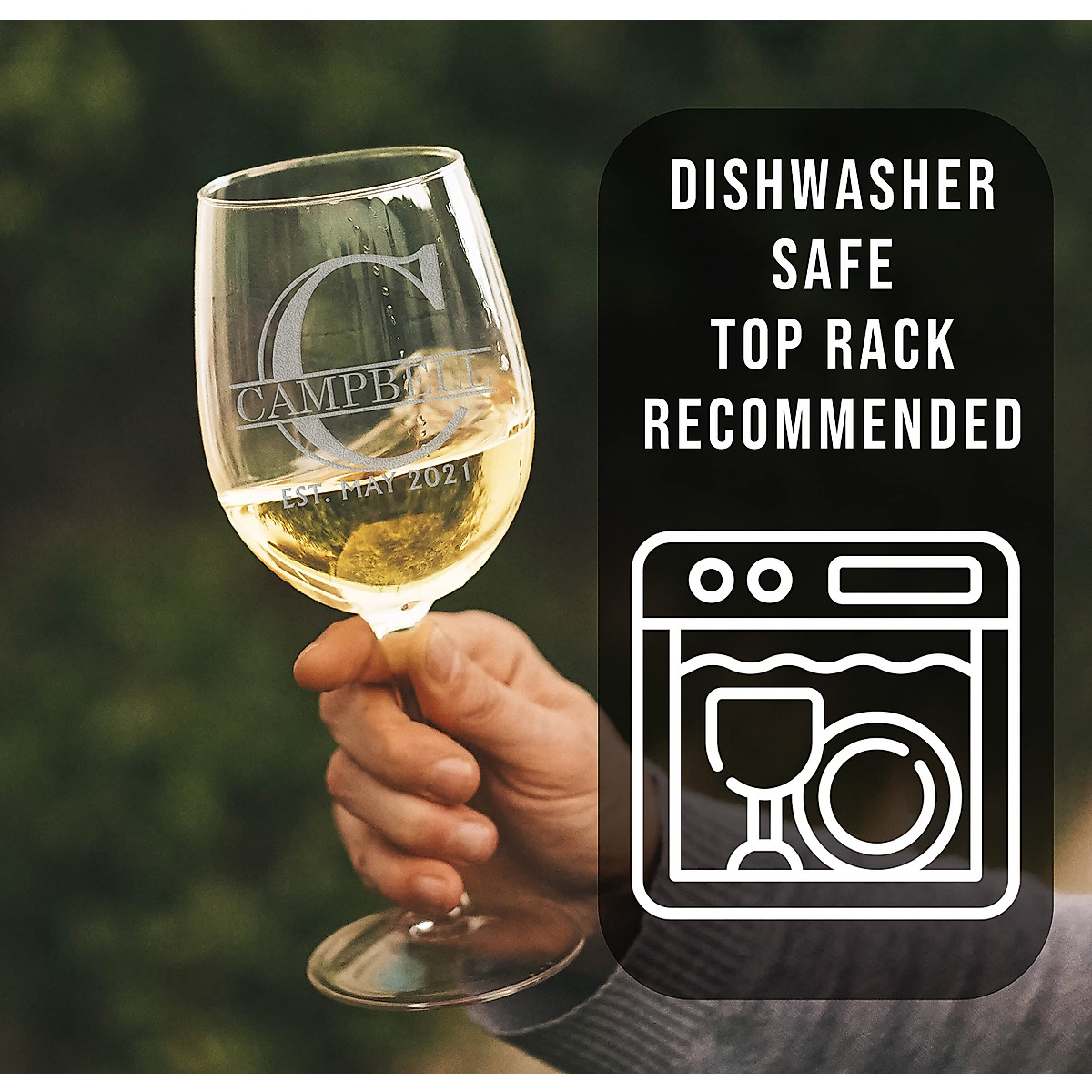 Personalized Mothers Day Etched 16oz Stemmed Wine Glass, Wine Gifts for Women, Customized Mum Birthday Gift, Custom Mom Engraved Gifts, Anniversary, Halpert Monogram