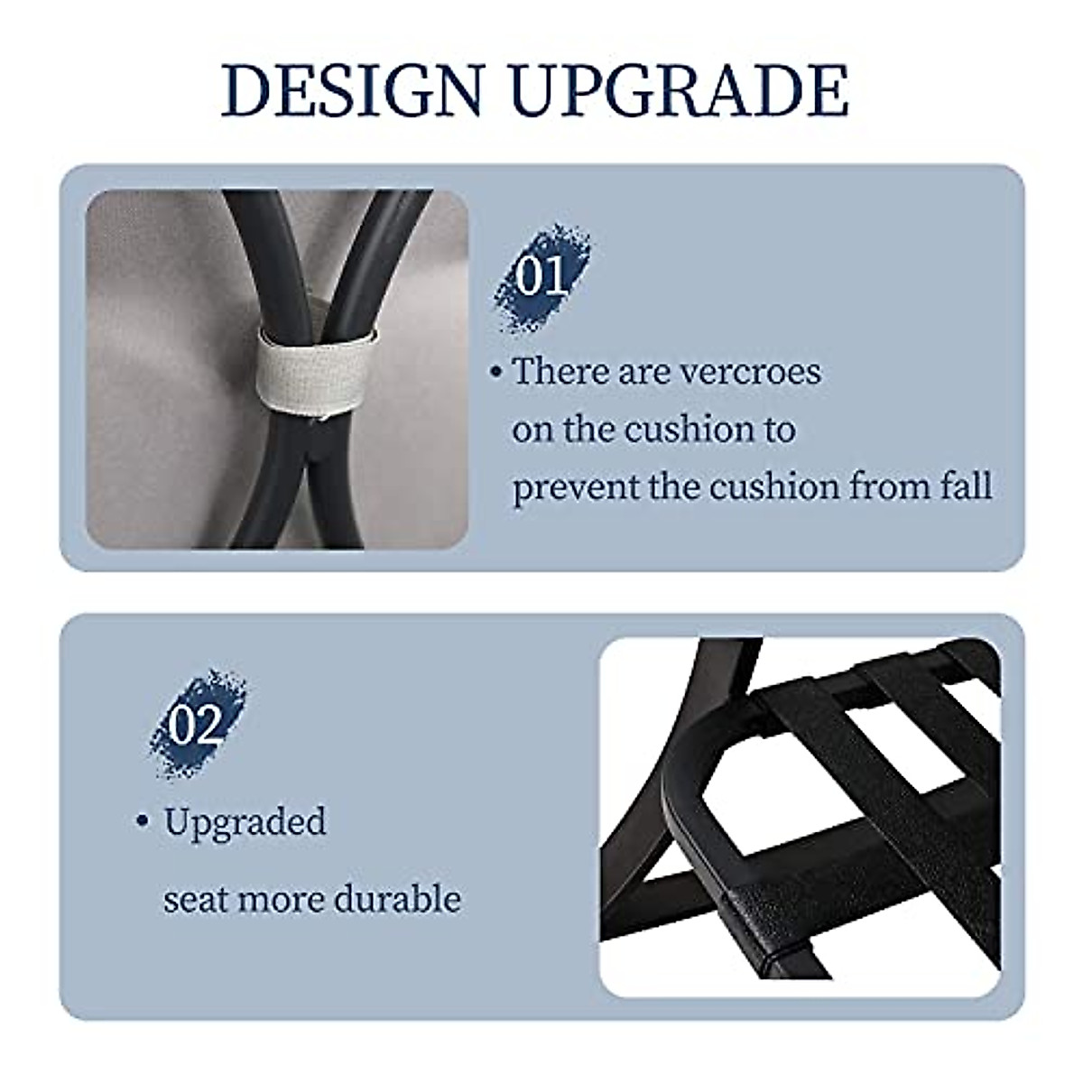 Oakmont Outdoor Furniture 3 Piece Conversation Bistro Set Rocking Chairs and Glass Top Table, Thick Cushions, Black Steel (Grey)