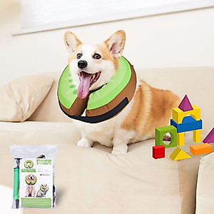 Dog Recovery Collars & Cones, Inflatable Dog Cone Collar, Dog Donut Collar, Adjustable Dog Cone Alternative After Surgery, Soft Dog Cones for Small Dog & Cats, Blow Up Pet E Collar, Soft, Cute