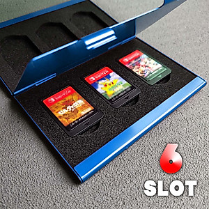 SpunKo Premium Game Card Case for Nintendo Switch, Portable & Thin, Aluminum Game Storage Card Holder Box Suitable for 6 Game Cards (Blue)