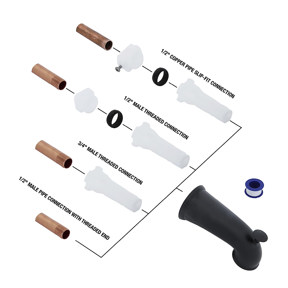 Danco 11080 Tub Spout, No Size, Matte Black