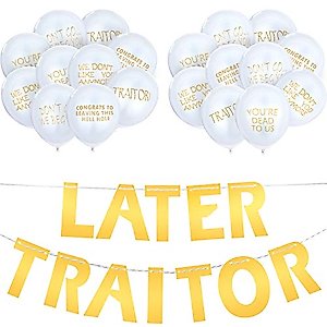 21 Pieces Last Day Office Party Supplies Traitor Banner Coworker Going Away Balloons for Going Away Farewell Retirement Job Change Relocation Quitting Party Decoration (Gold)