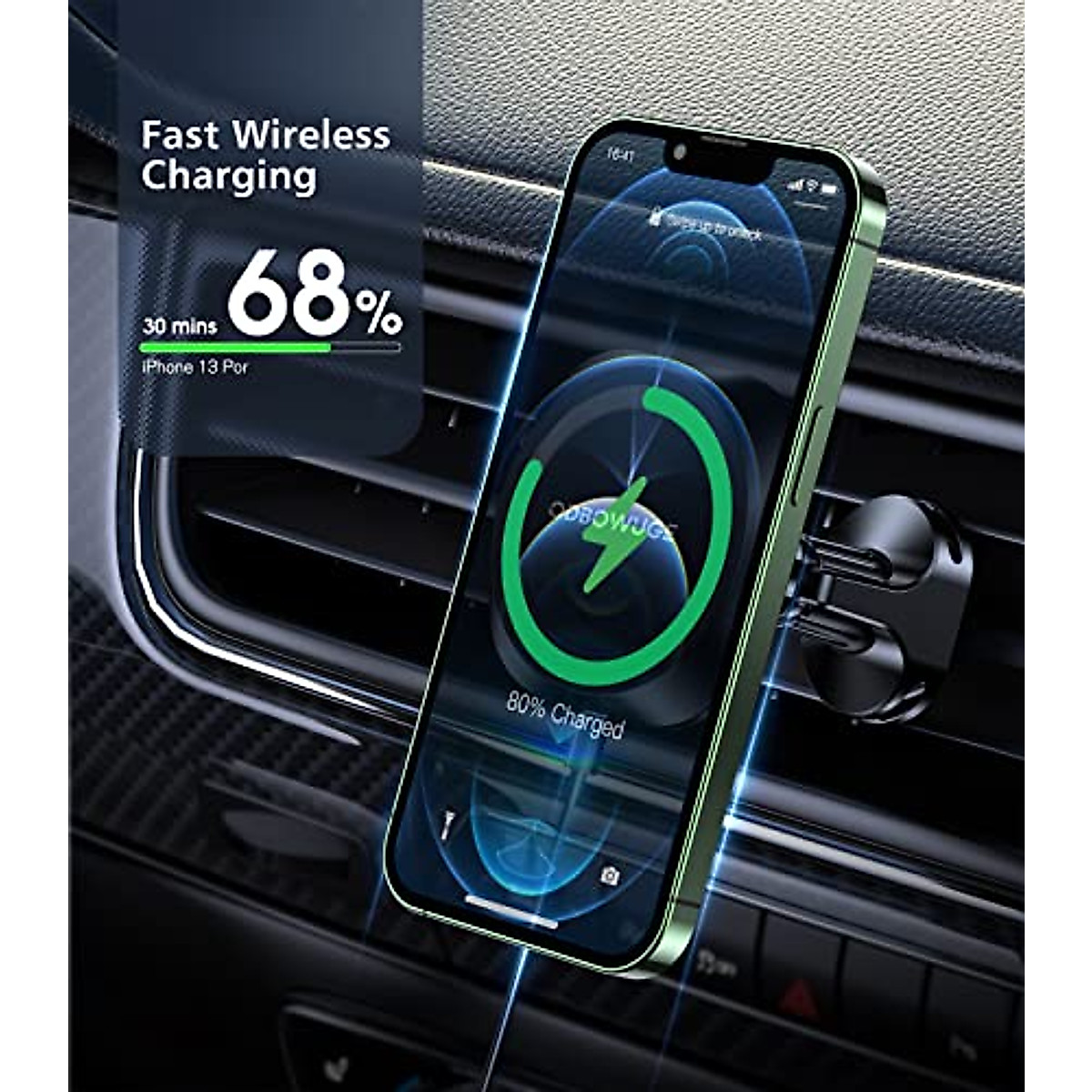 Magsafe Car Mount Charger for iPhone 14/13,Car Phone Holder Mount Wireless Charging Compatible with iPhone 13/13 Pro/Max/12/12 Pro/ 12 Pro Max/ 12 Mini,15W iPhone Charger Fast Charging