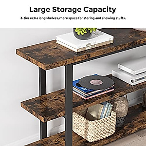 VANOMi 70.8 Inch Extra Long Console Table for Entryway, Narrow Hallway Table, Wood Sofa Table with 3 Tier Storage Shelves for Living Room