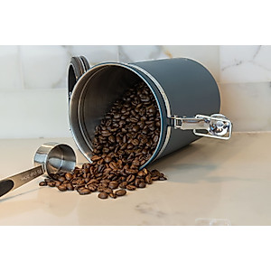 Brew Evolution Stainless Steel Coffee Canister with Scoop For Tea, Coffee, Sugar, Flour - Airtight Container Jar for Storage, 22 oz, French Blue