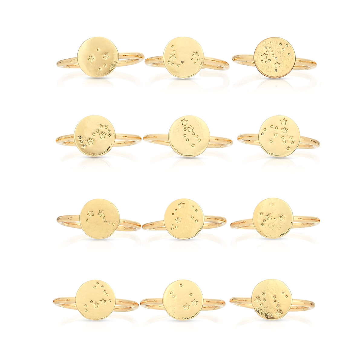 Lucky Feather Pisces Zodiac Sign Ring Gift Constellation Gifts for Women and Teen Girls, 14K Gold-Dipped Pisces Ring, One Size