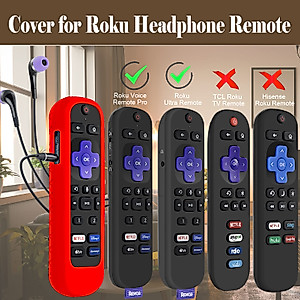Case for Roku Headphone Remote, Battery Cover for Roku Voice Pro Remote, Rechargeable control with Headphone Jack Silicone Sleeve Skin Red